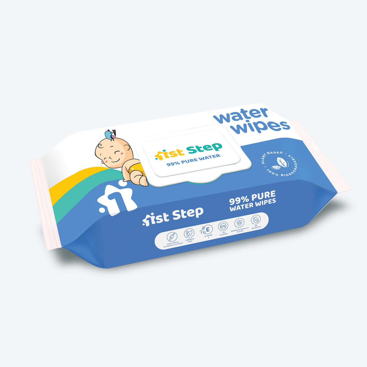 1st Step 99% Pure Water Wipes With Lid, Made With Organic 100% Biodegr