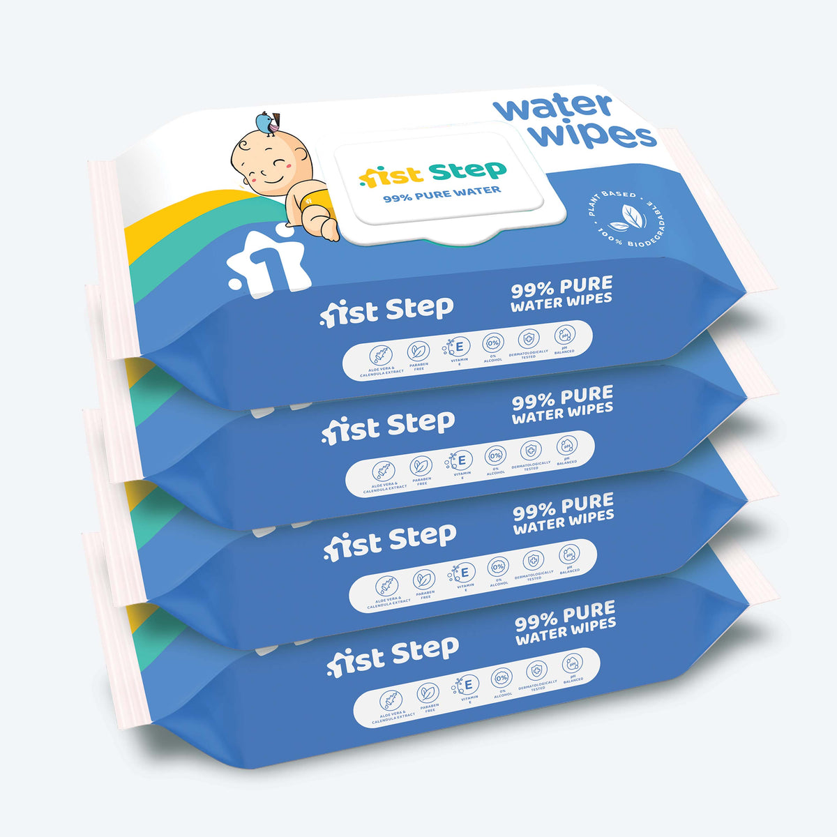1st Step 99% Pure Water Wipes With Lid, Made With Organic 100% Biodegr